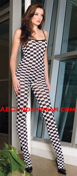 Checker Opaque Bodystocking - ABC Underwear